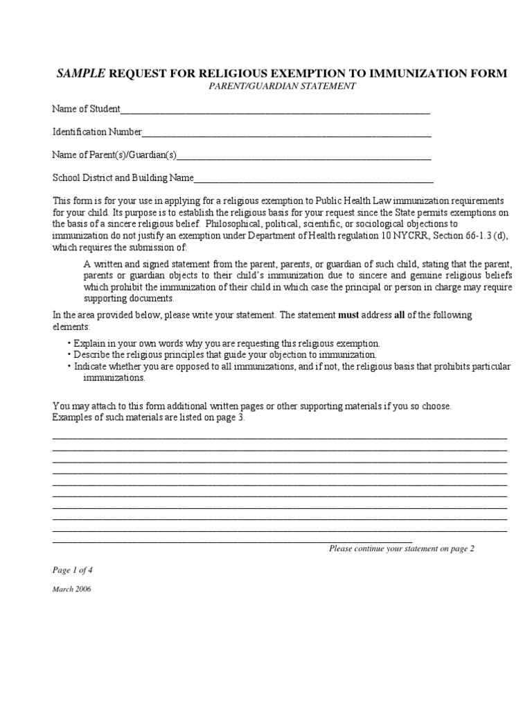 NYC Religious Exemption Form | PDF | Notary Public | Government Information