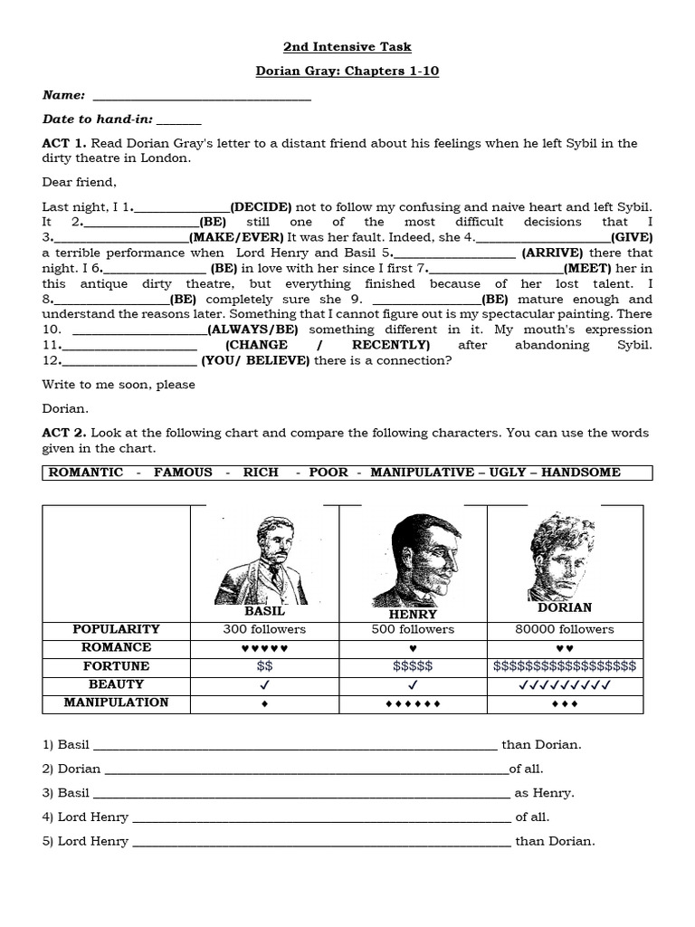 2nd Intensive Task | PDF | The Picture Of Dorian Gray