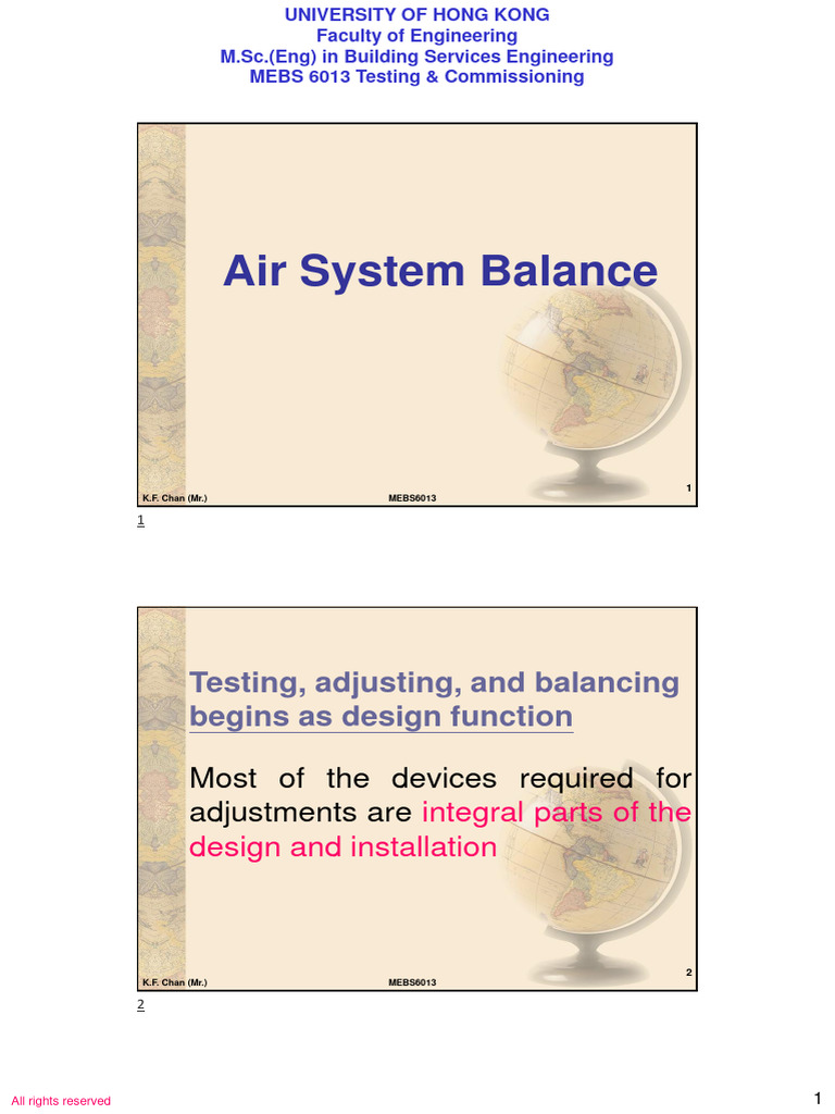 Air System Balancing Procedures | PDF | Duct (Flow) | Mechanical ...