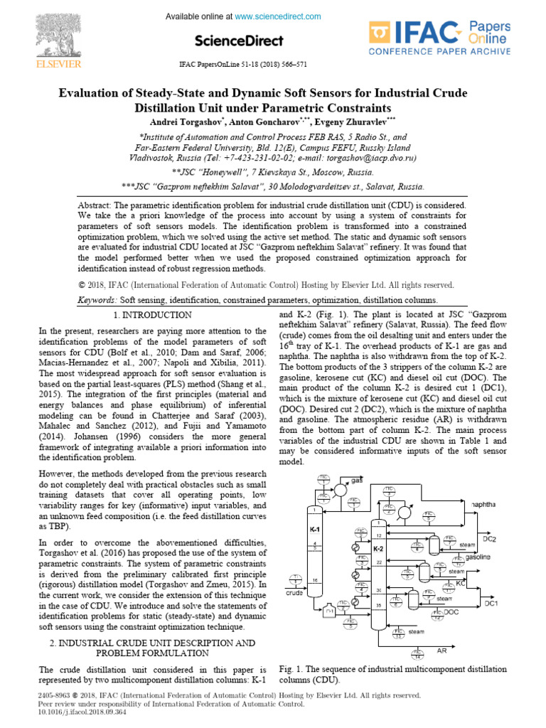 Evaluation of Steady State and Dynamic Soft Sensors For Indust - 2018 - IFAC Pap | PDF ...
