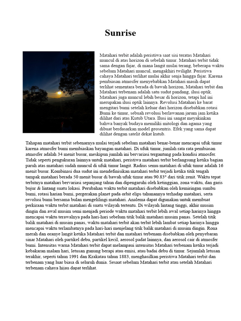 Teks Eksplanasi Sunrise | PDF
