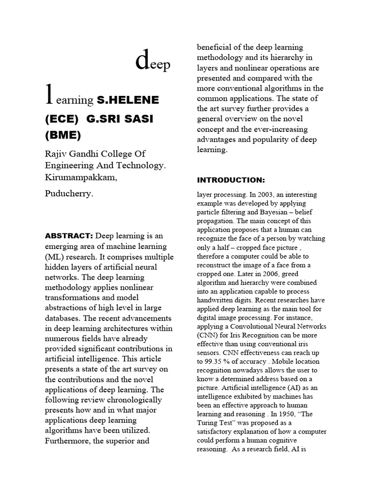Deep Learning | PDF | Deep Learning | Machine Learning Deep Learning | PDF | Deep Learning | Machine Learning