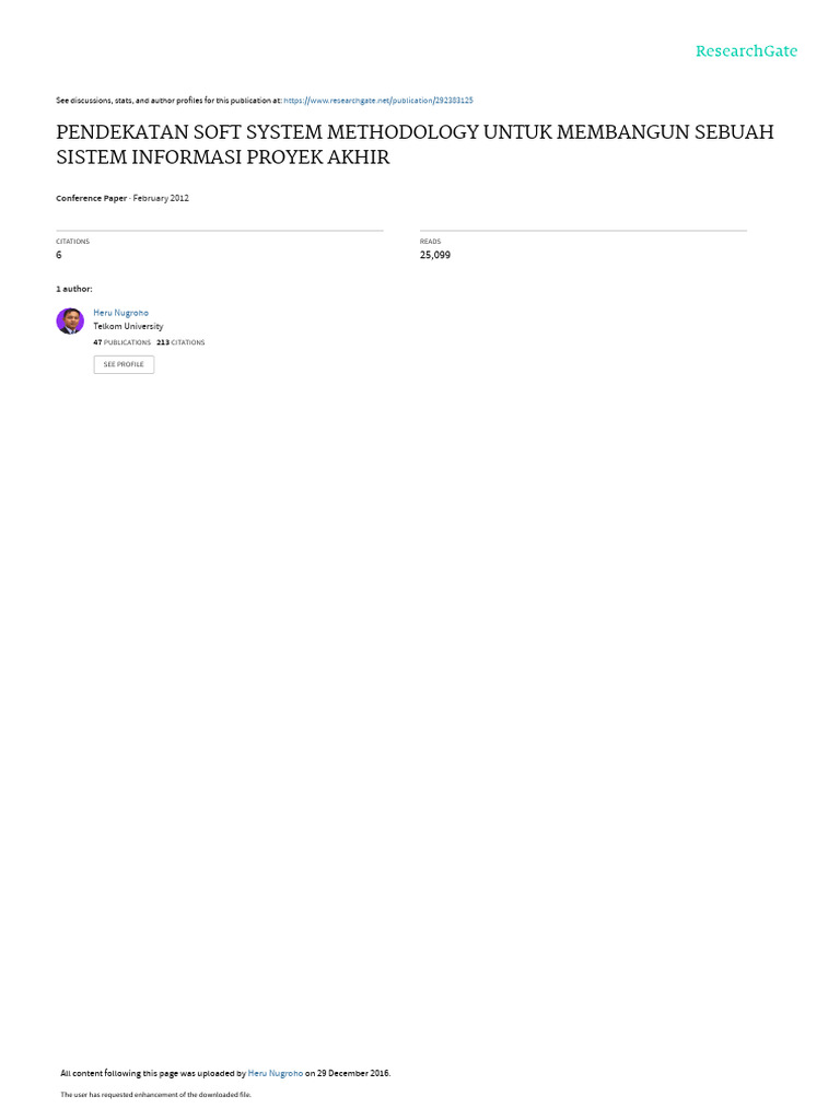 Pendekatan Soft System Methodology Untuk Membangun Sebuah Sistem ...