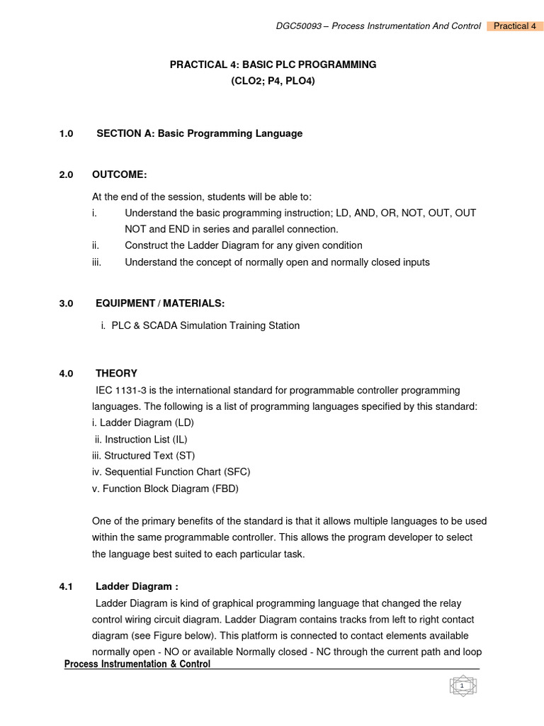 Labsheet 4 | PDF | Programmable Logic Controller | Manufactured Goods