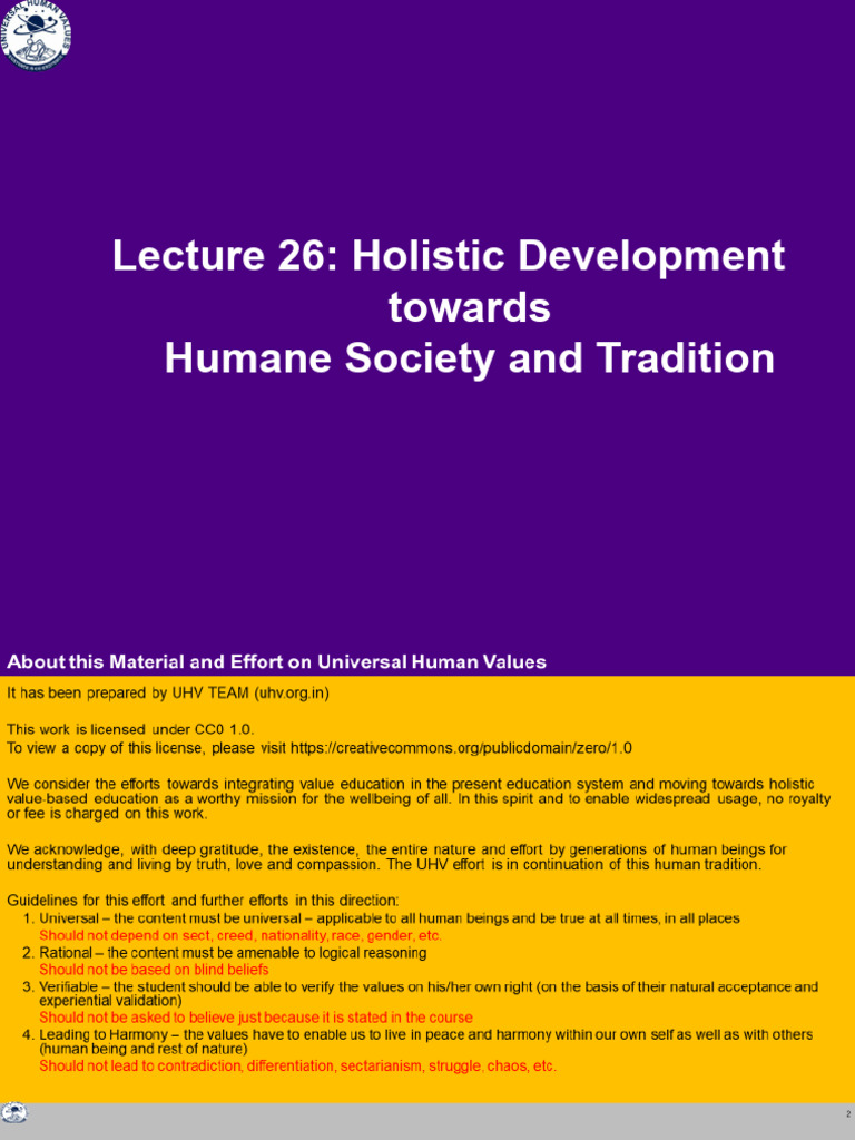 L 26 Holistic Development Towards Humane Society & Traditiion v5 | PDF ...