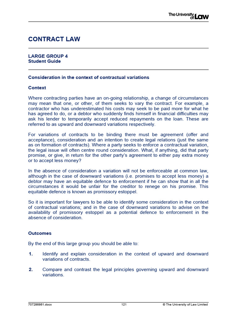 2122 Cont lg04 Ce01 Student Guide | PDF | Estoppel | Consideration