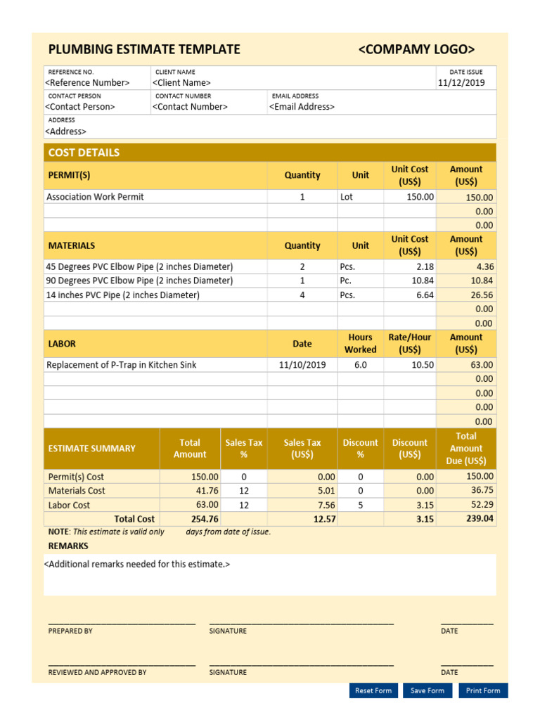 1573526608wpdm - Plumbing Estimate Template TemplateLab - Com | PDF ...