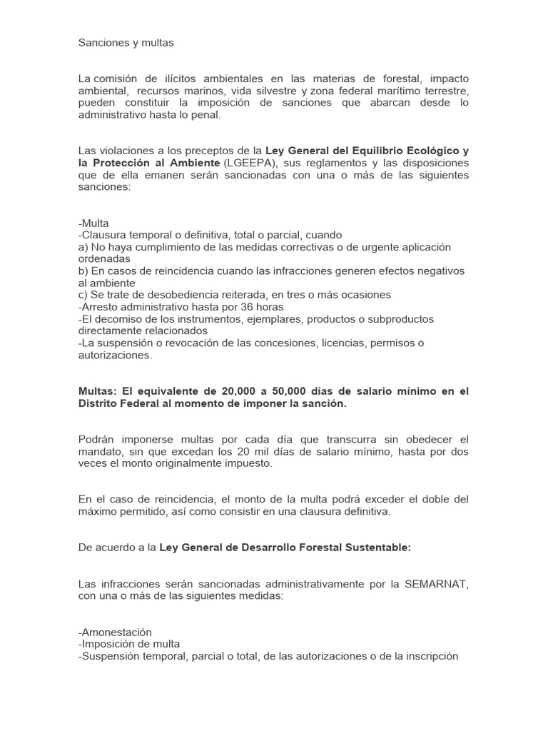 Sanciones y Multas | PDF | Multa (pena) | Salario mínimo