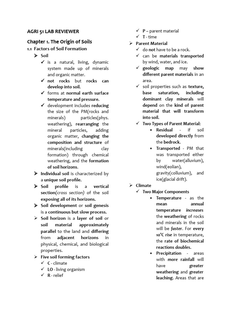 AGRI 51 Soil Science Notes | Download Free PDF | Soil | Rock (Geology) AGRI 51 Soil Science Notes | Download Free PDF | Soil | Rock (Geology)