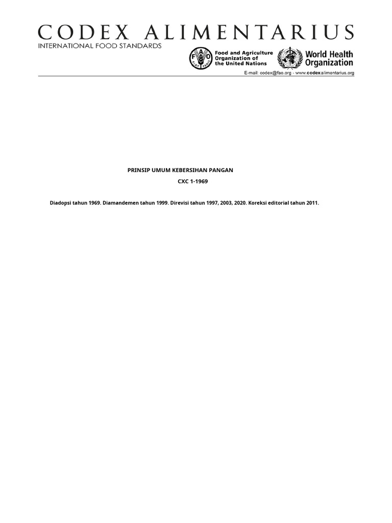 General Principles of Food Hygiene CODEX EDISI 5.en - Id | PDF