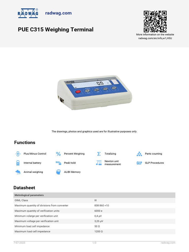 RADWAG Data Sheet Pue-C315 | PDF | Power Supply | Computing