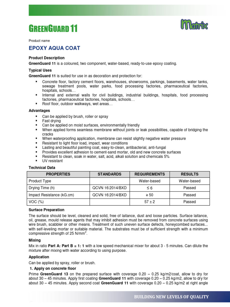 TDS GreenGuard 11 English | PDF | Concrete | Paint