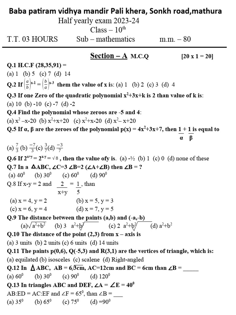 10 Math Final | Download Free PDF | Triangle | Elementary Mathematics