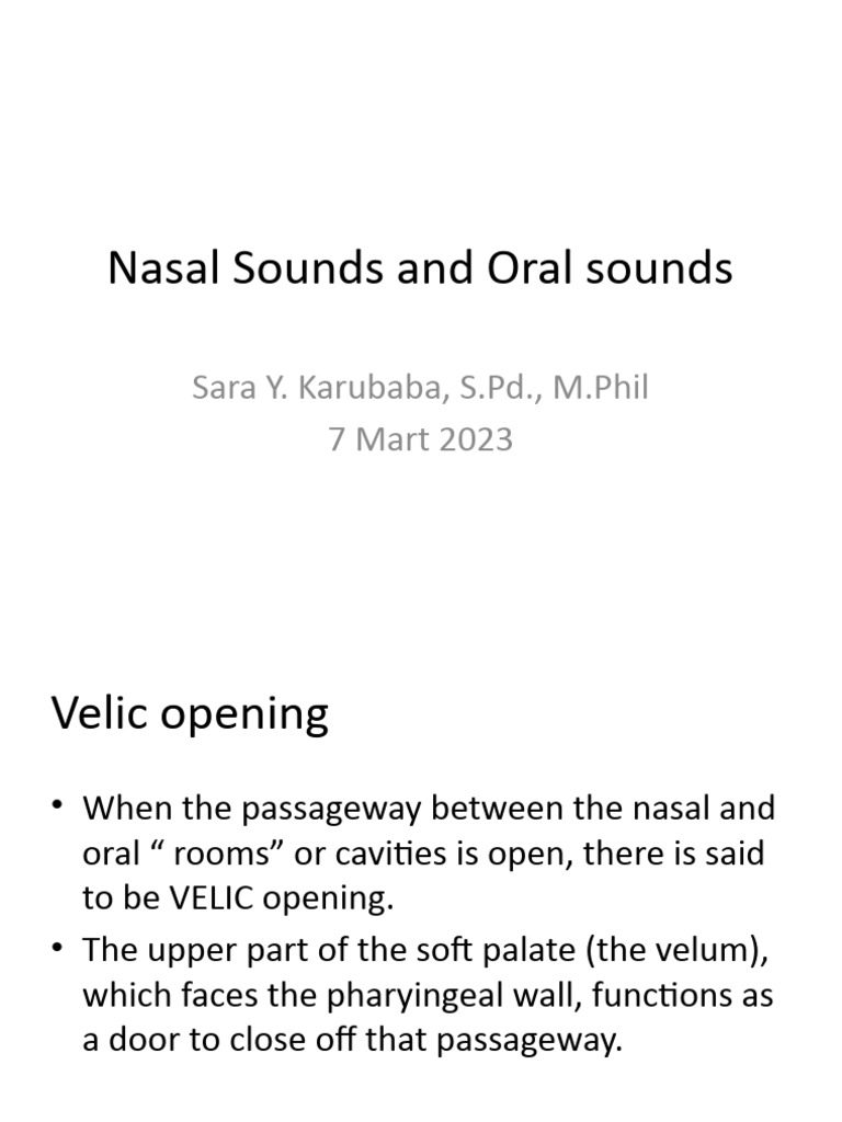 Nasal Sounds and Oral Sounds | PDF