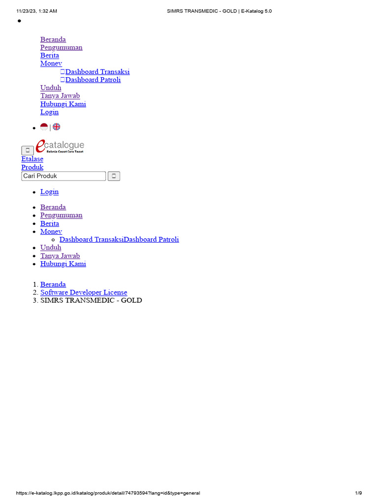 SIMRS TRANSMEDIC - GOLD - E-Katalog 5.0 | PDF | Komputer | Teknologi ...