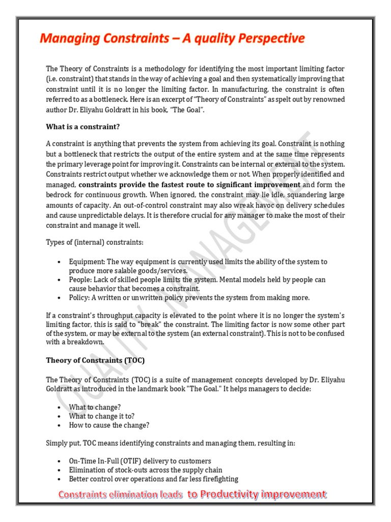 Theory - of - Constraints Document | PDF | Business Economics | Business Process