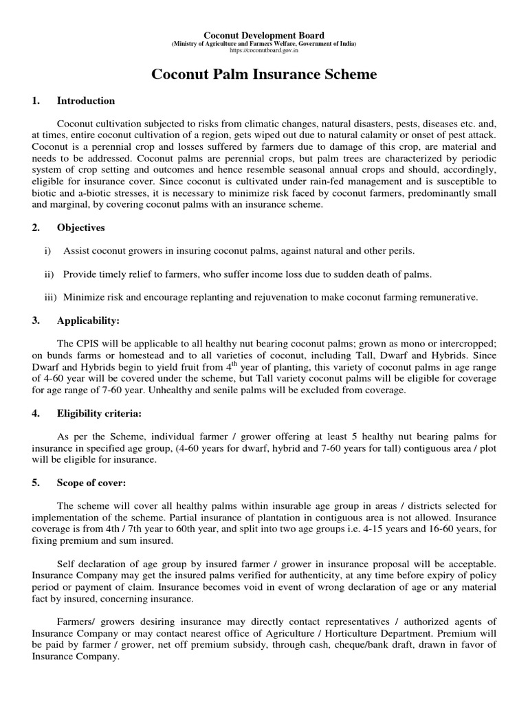 Cpis Guidelines | PDF | Insurance | Coconut