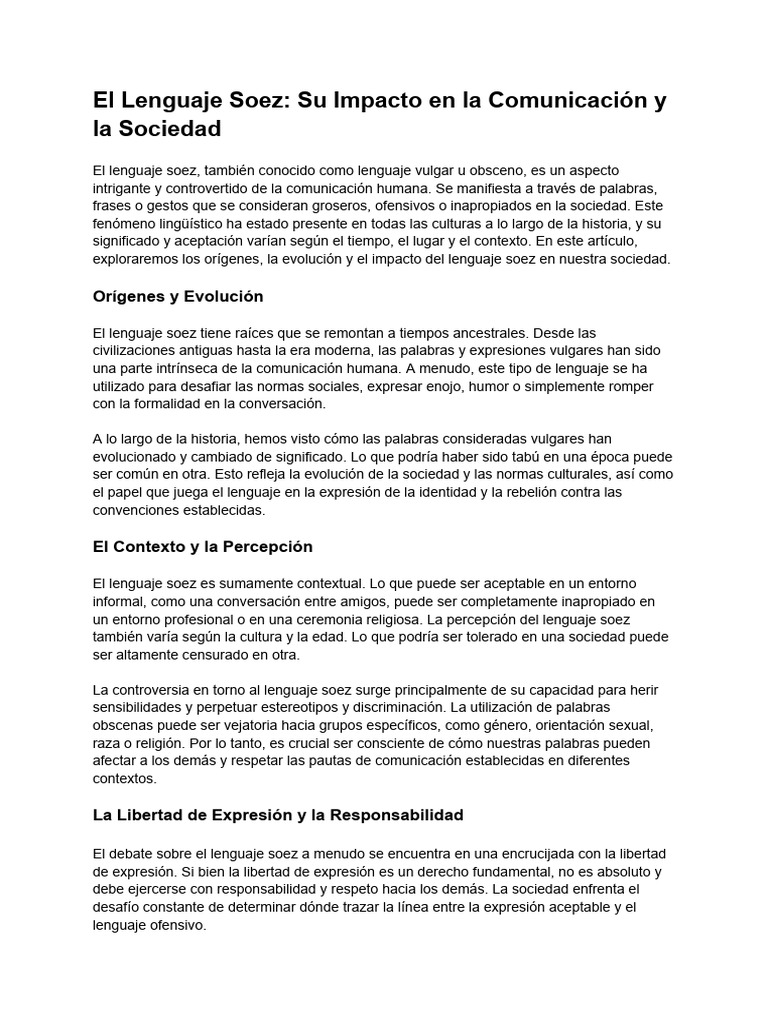 Impacto del Lenguaje Soez en la Sociedad | PDF | Blasfemia | Sociedad