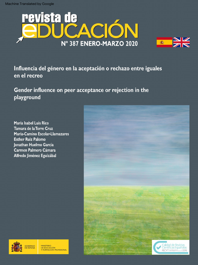 Influencia Del Género En La Aceptación O Rechazo Entre Iguales En El