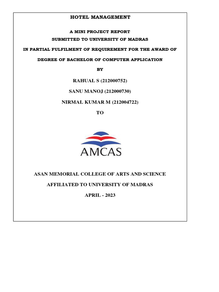 HOTEL MANAGEMENT DOCUMENTATION (1) (1) Final | PDF | User (Computing) | Access Control