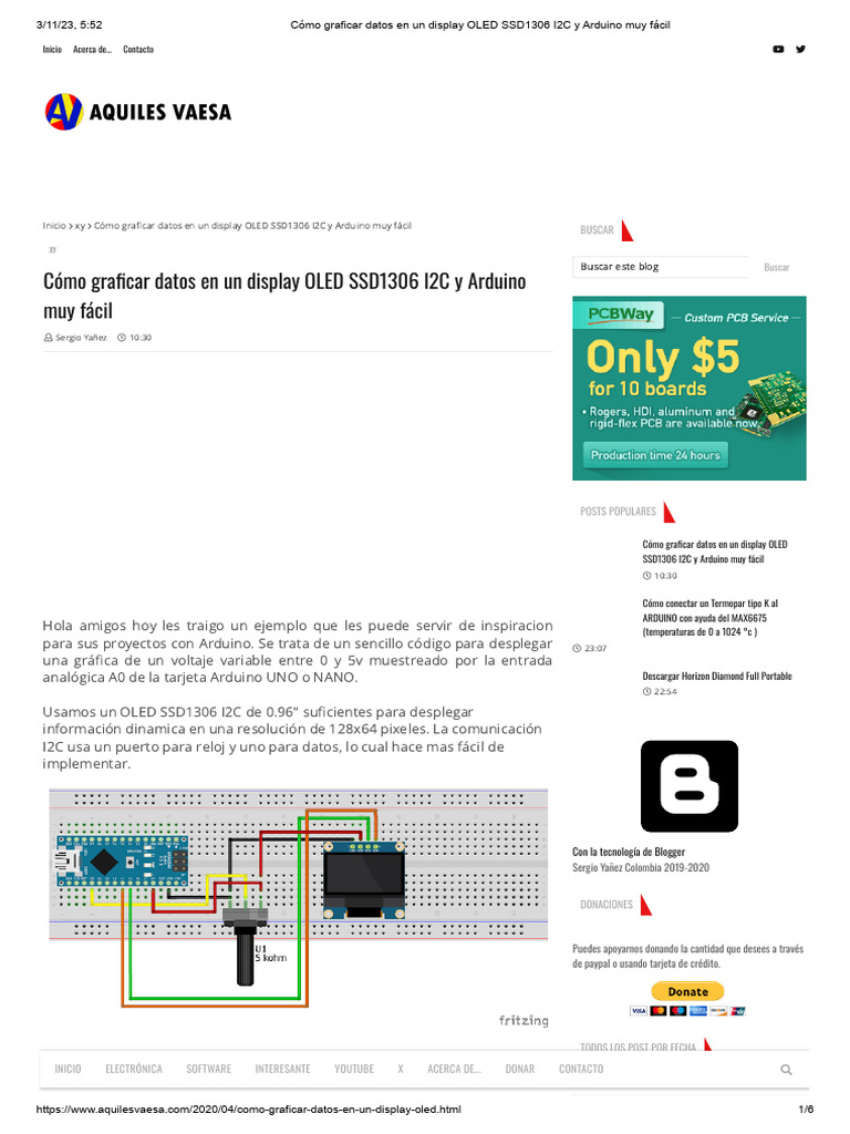 Cómo Graficar Datos en Un Display OLED SSD1306 I2C y Arduino Muy Fácil | PDF | Arduino ...