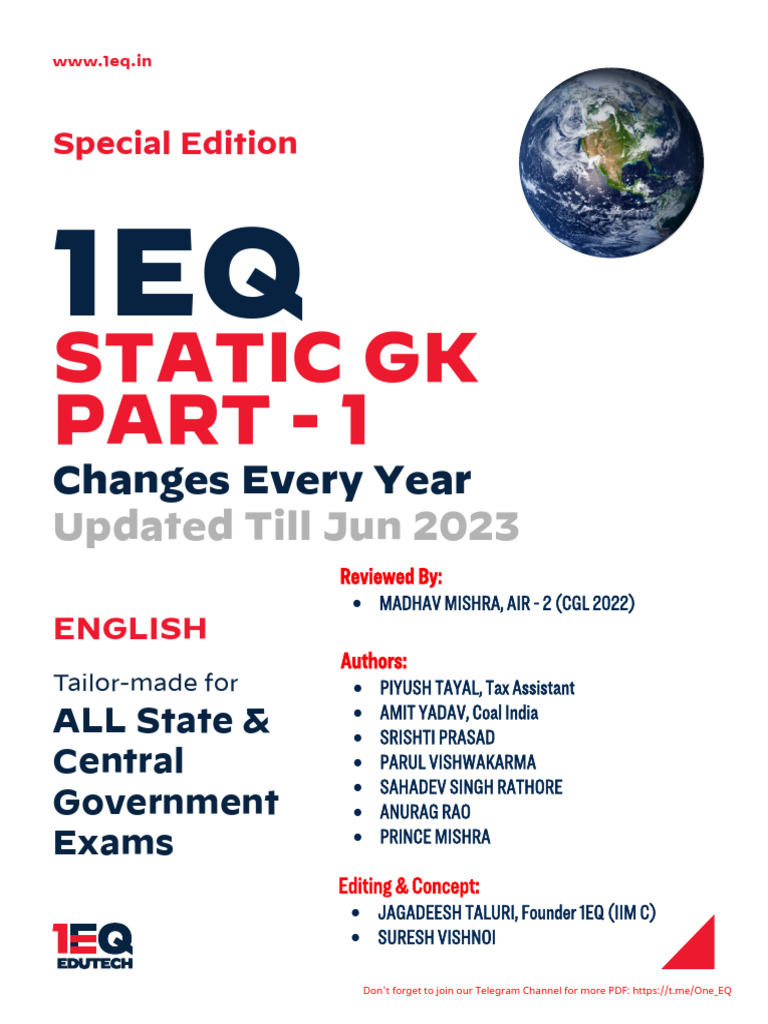 1EQ - Static GK Part - 1 (June 19, 2023) - Removed | PDF | Government ...