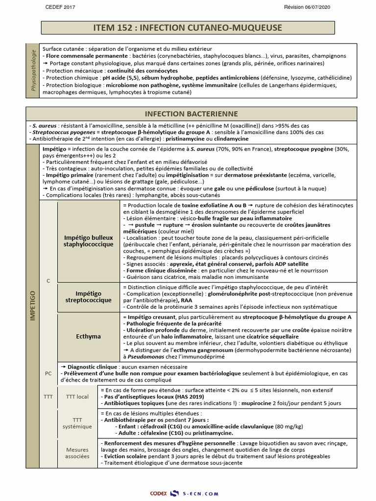 Infection cutanée : Staphylocoque et traitements | PDF | Spécialités ...