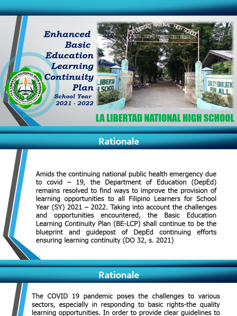 Schools EBE LCP Final | PDF | Distance Education | Learning