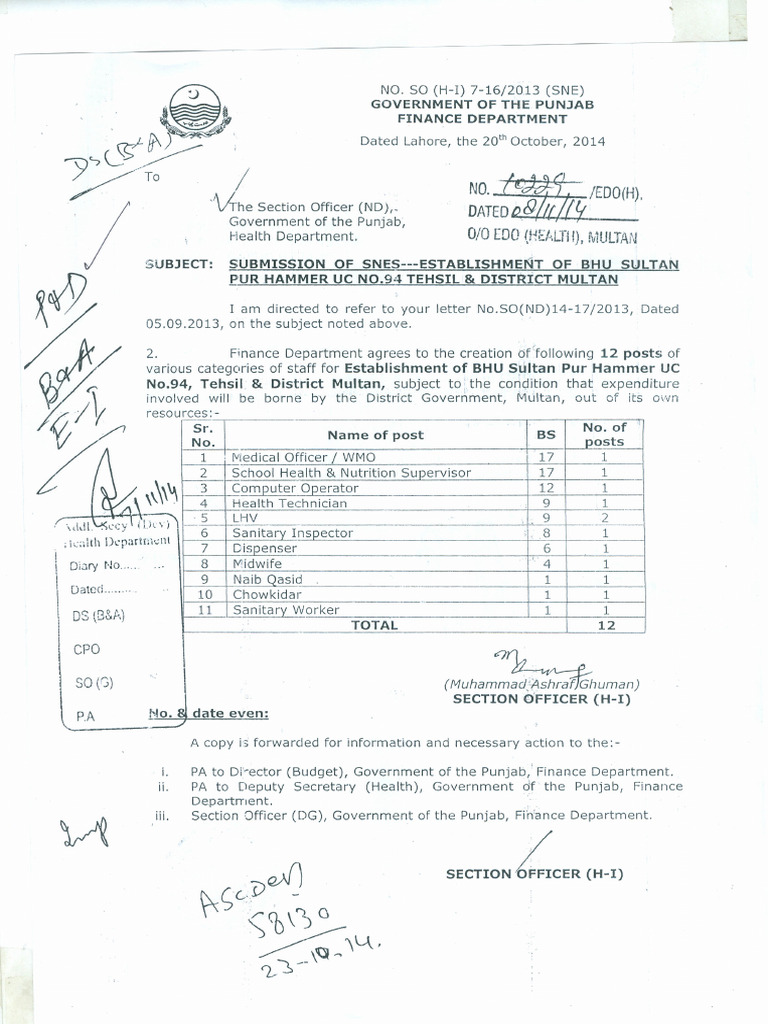 Basic Health Unit Sultan Pur Hammar | PDF | Government | Government Of ...