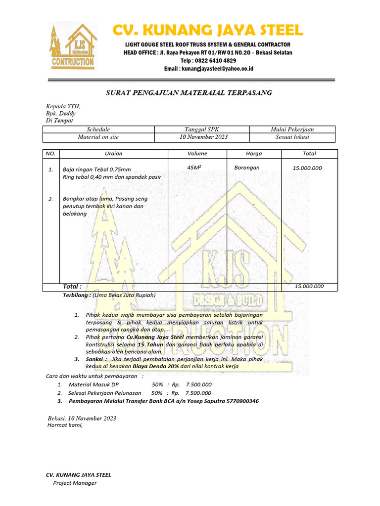Surat Pengajuan Material | PDF