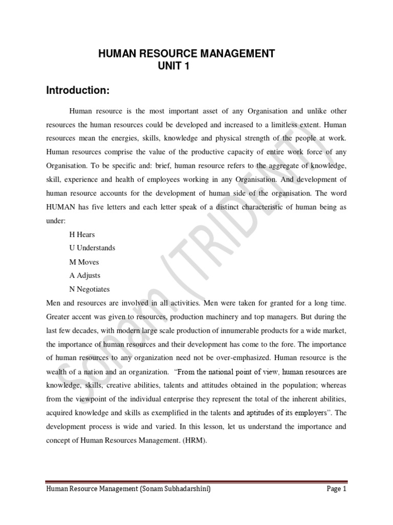 HRM Unit 1 | PDF | Human Resources | Human Resource Management