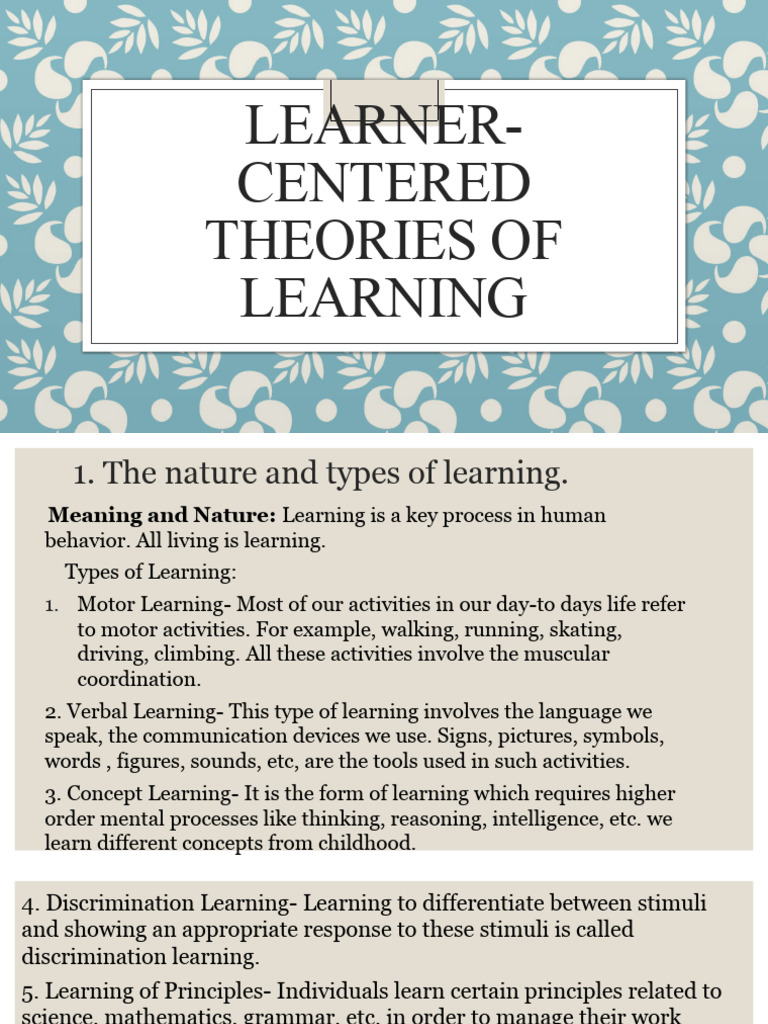Learner Centered Theories of Learning | PDF | Learning | Learning ...