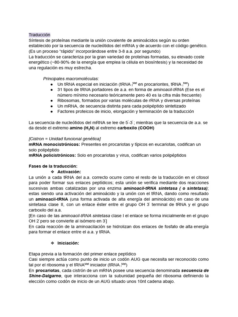 Temario Tercer Parcial de Biomol | PDF | Traducción (biología) | Señal telefónica