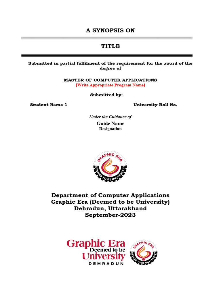 Project Synopsis Format | PDF | Application Software | Information ...