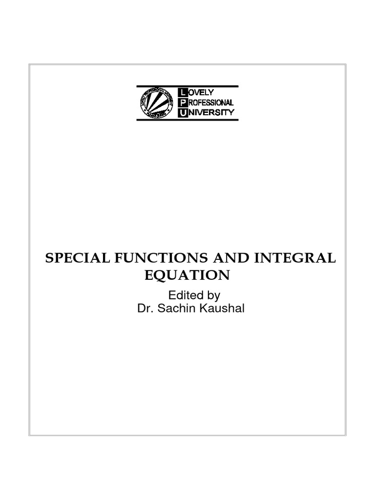 7491 Dmth517 Special Functions and Integral Equation | PDF | Integral ...