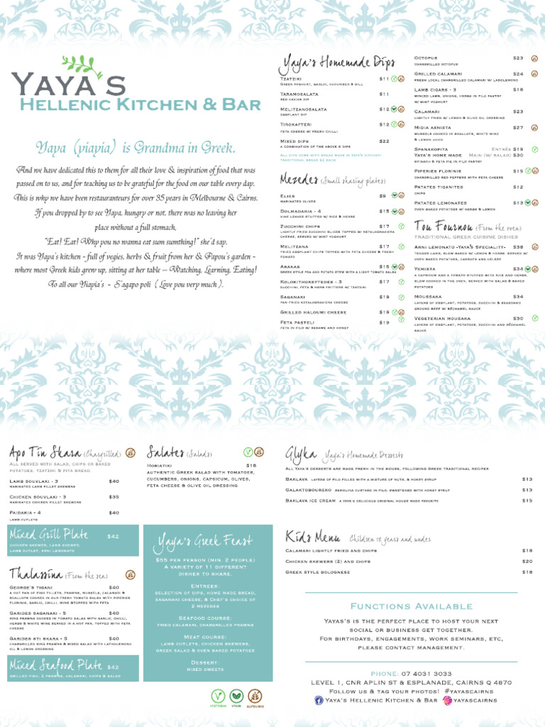 Yaya Menu | PDF