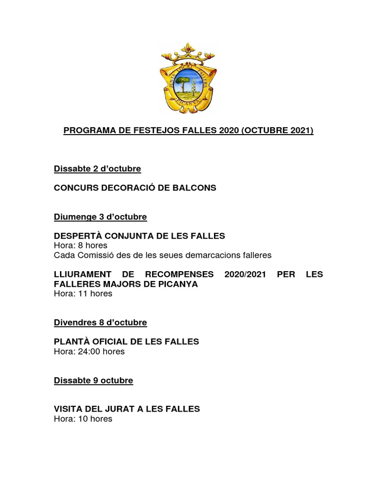 Programa Festejos Octubre 2021 | PDF