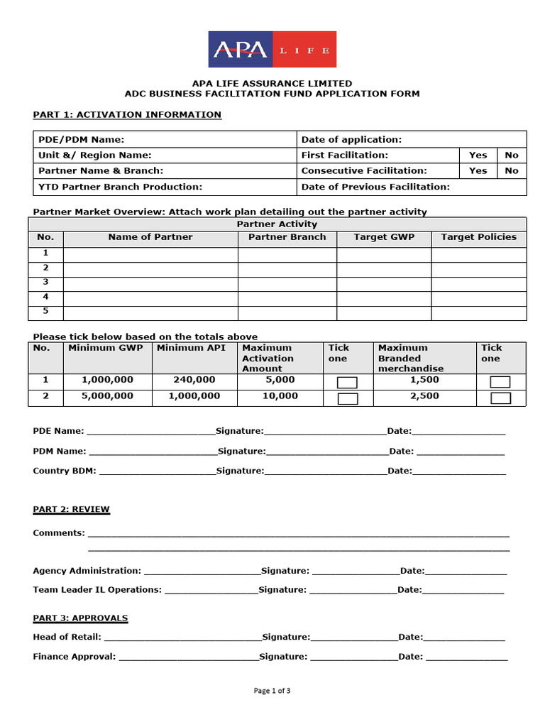 Final ADC Business Facilitation Fund Form | PDF