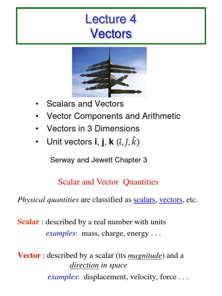 Lecture 4 Module 1 Vectors Ave1 Download Free Pdf Euclidean Vector Cartesian Coordinate System