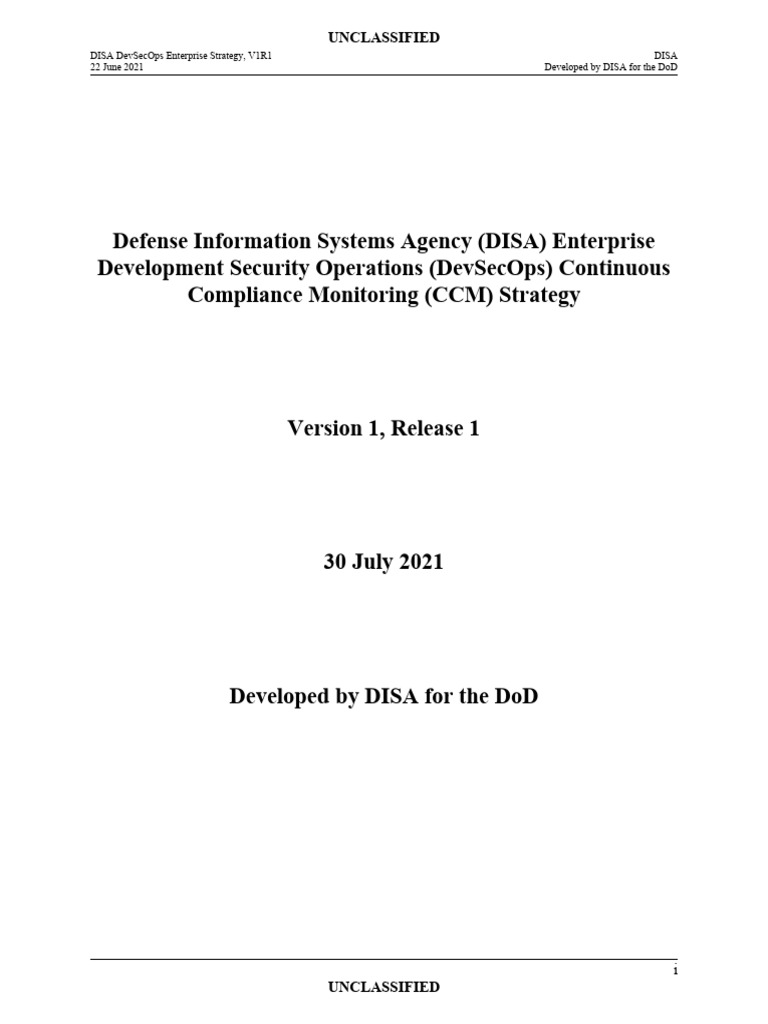 DISA DevSecOps Enterprise Strategy - 07 30 21 - Final Version | PDF | Agile Software Development ...