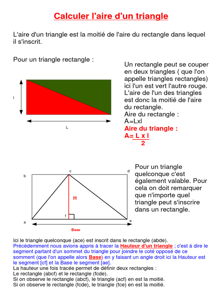 Calcul de l'aire d'un triangle | PDF | Triangle | Géométrie