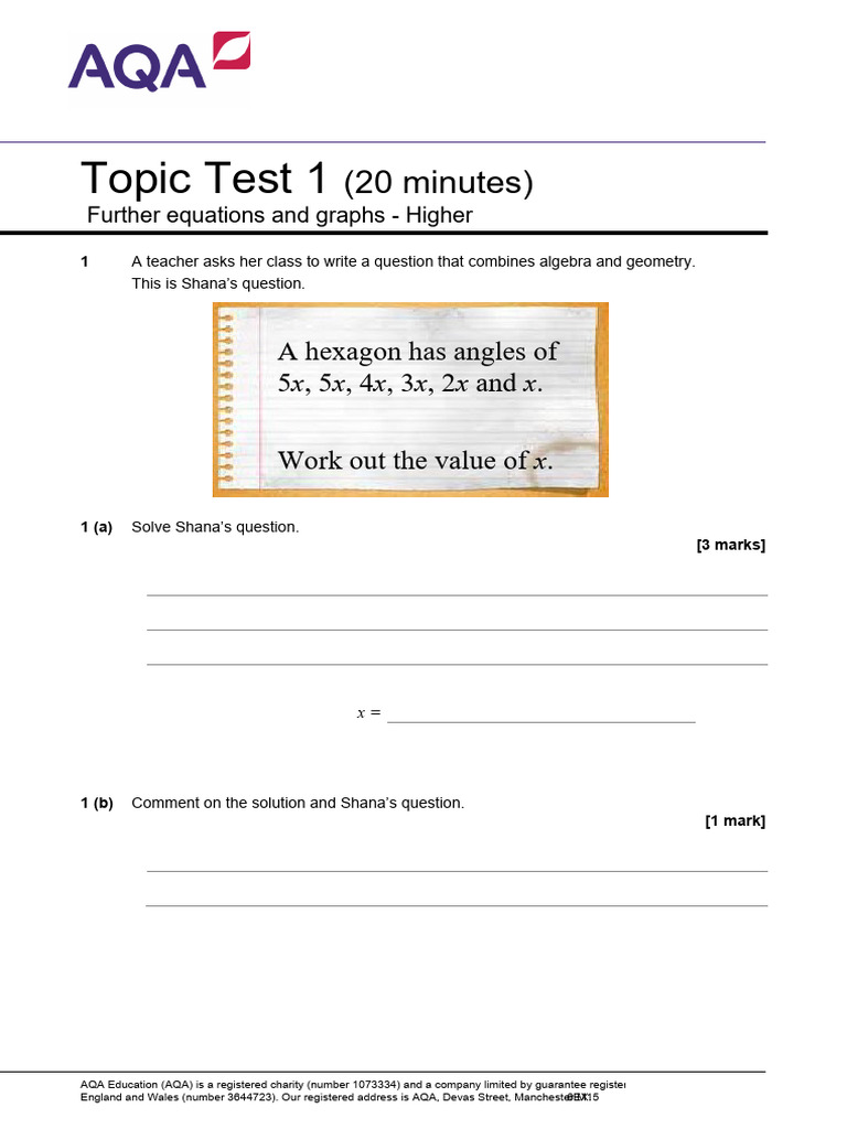 Further Equations and Graphs (H) QP | PDF | Quadratic Equation ...