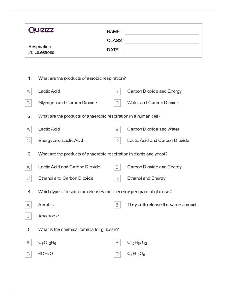 Aerob and Anaerobic Respiration | PDF | Cellular Respiration | Glucose