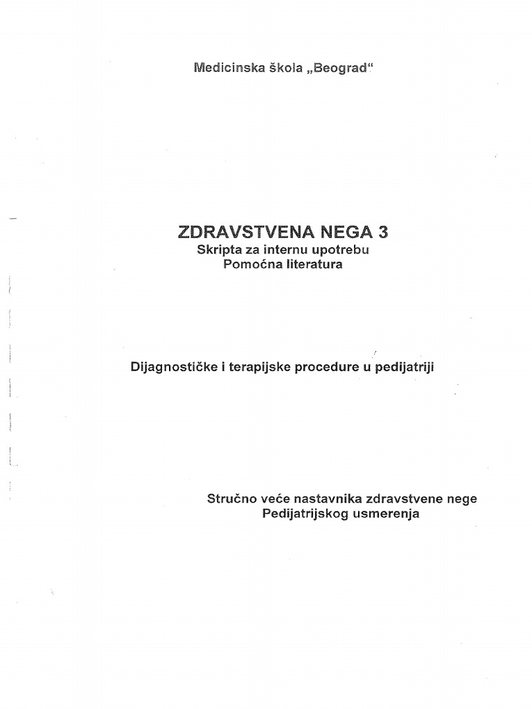 Zdravstvena Nega 3-Skripta Za Internu Upotrebu-Srednja Maed. 3 | PDF