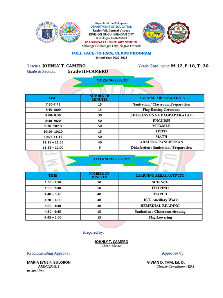 CLASS-PROGRAM-Grade 3-CAMERO | PDF | Schools