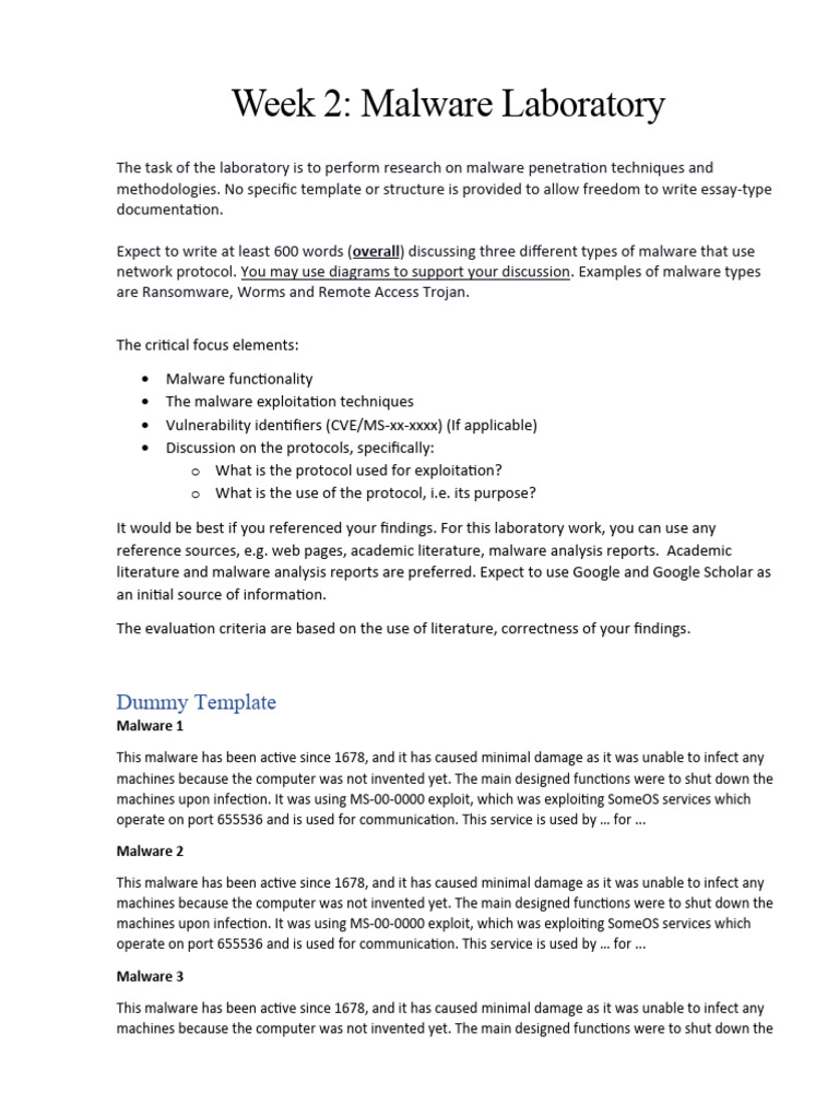 2324 - Week 2 - Malware Lab Instructions | PDF | Malware | Secure Communication