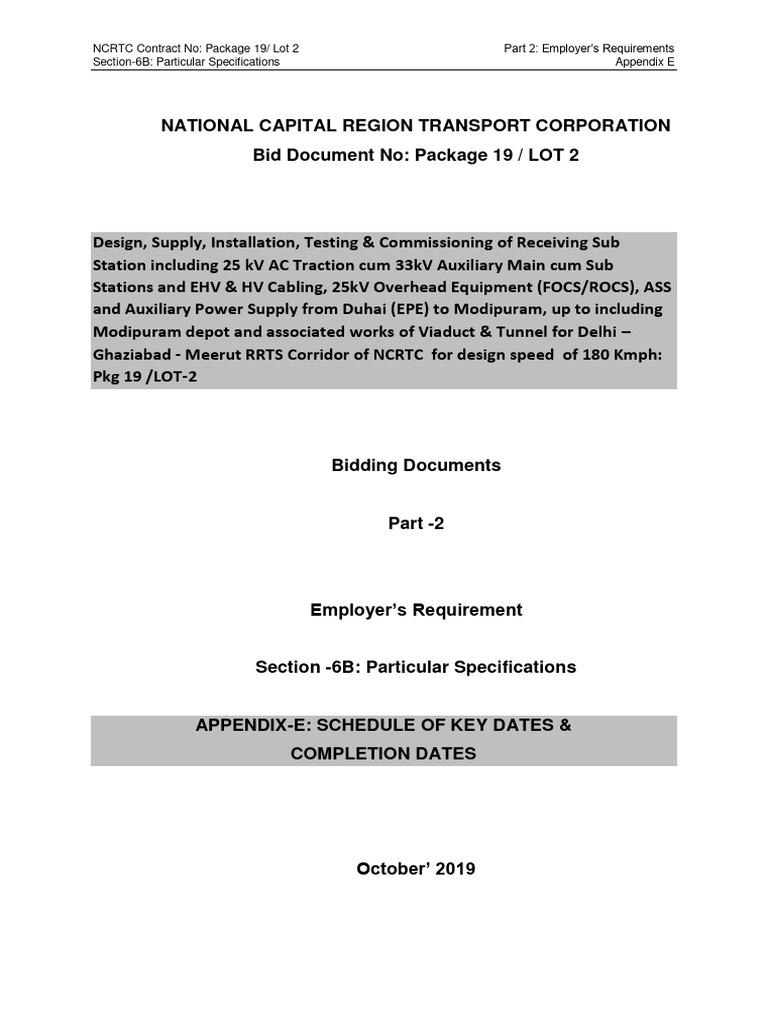 Lot2 - Section6B - Appendix E Key and Access Dates - R3 | PDF | Transport