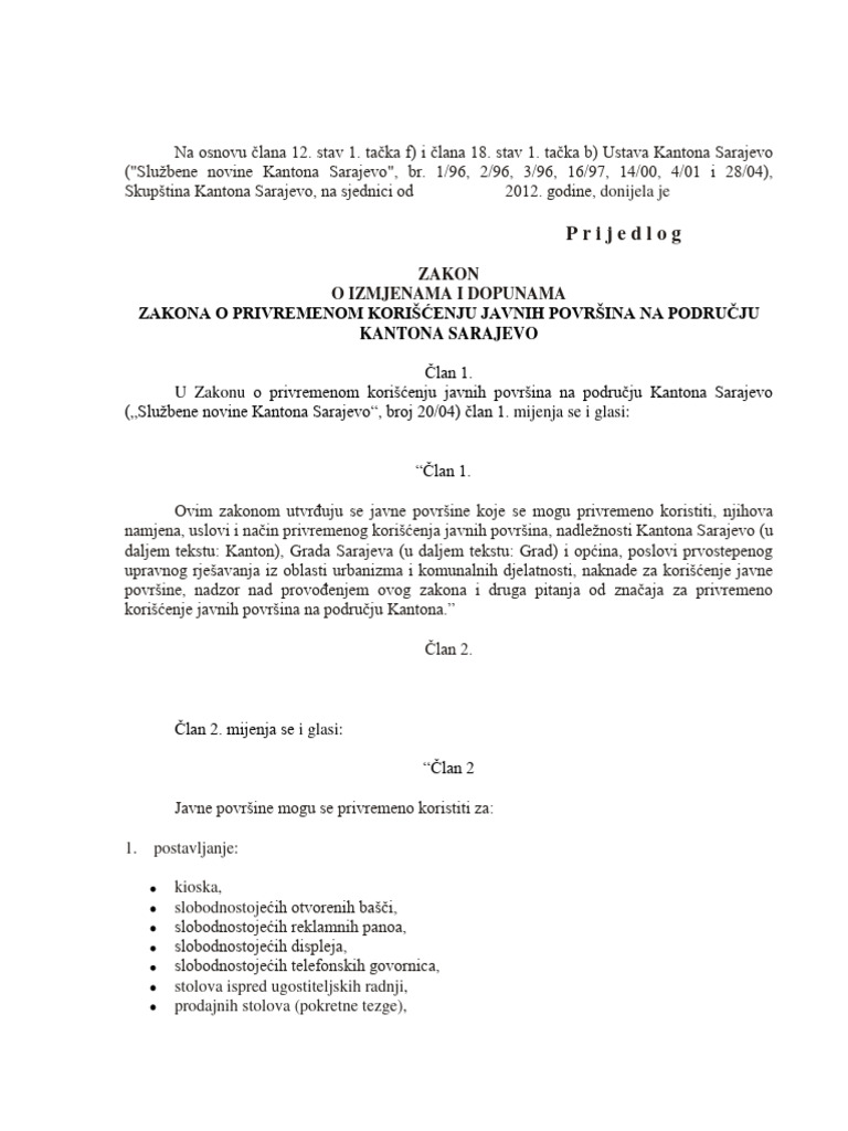 Zakon Javne Povrsine | PDF