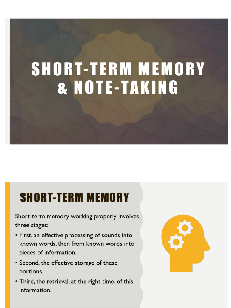 Short-Term Memory & Note-Taking | PDF | Memory | Recall (Memory)