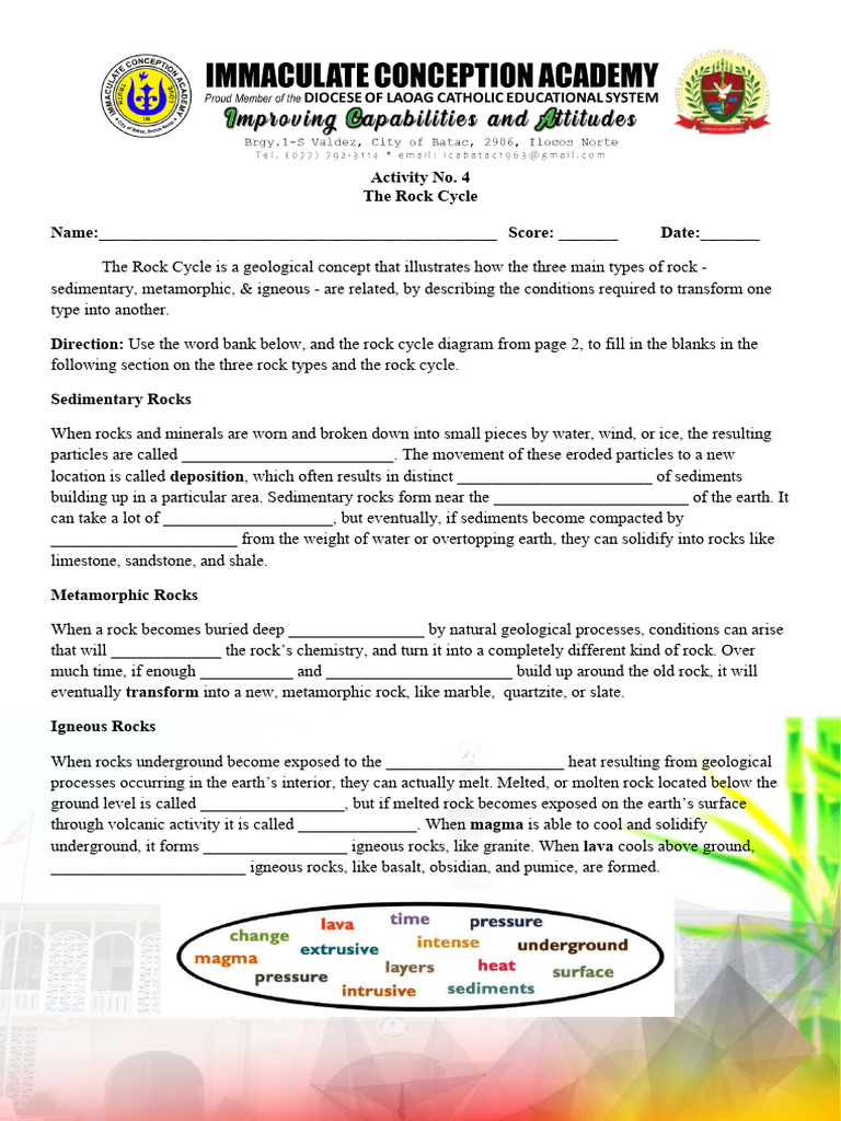 Activity 4 Rock Cycle | PDF | Rock (Geology) | Sedimentary Rock